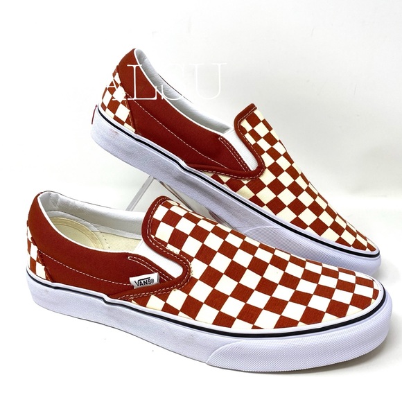 Vans | Shoes | Vans Classic Slip On Checkerboard Red Canvas Mens | Poshmark